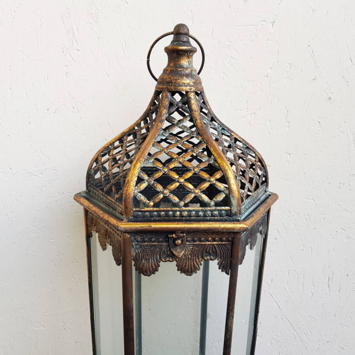 Lanterne hexagonale, décor magnifique, H. 43cm