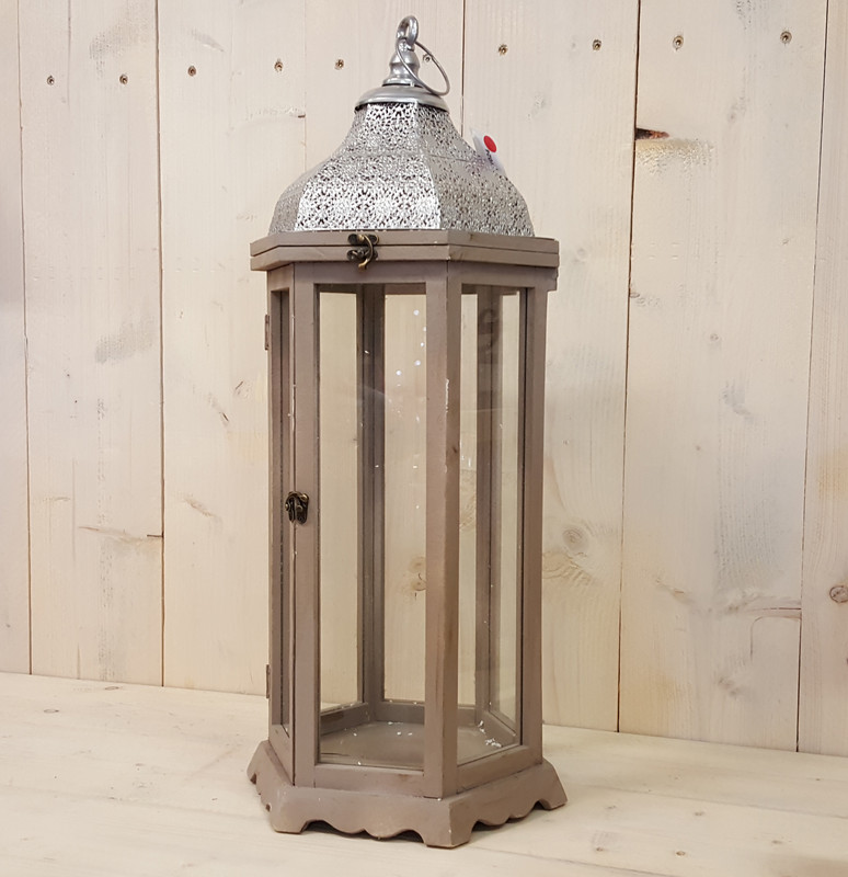 Lanterne hexagonale bois/métal