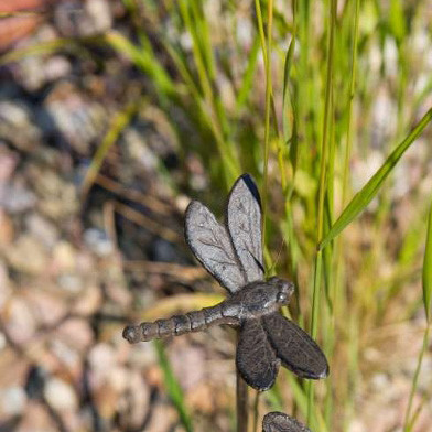 Libelle aus Gusseisen am Stab, Höhe 73cm
