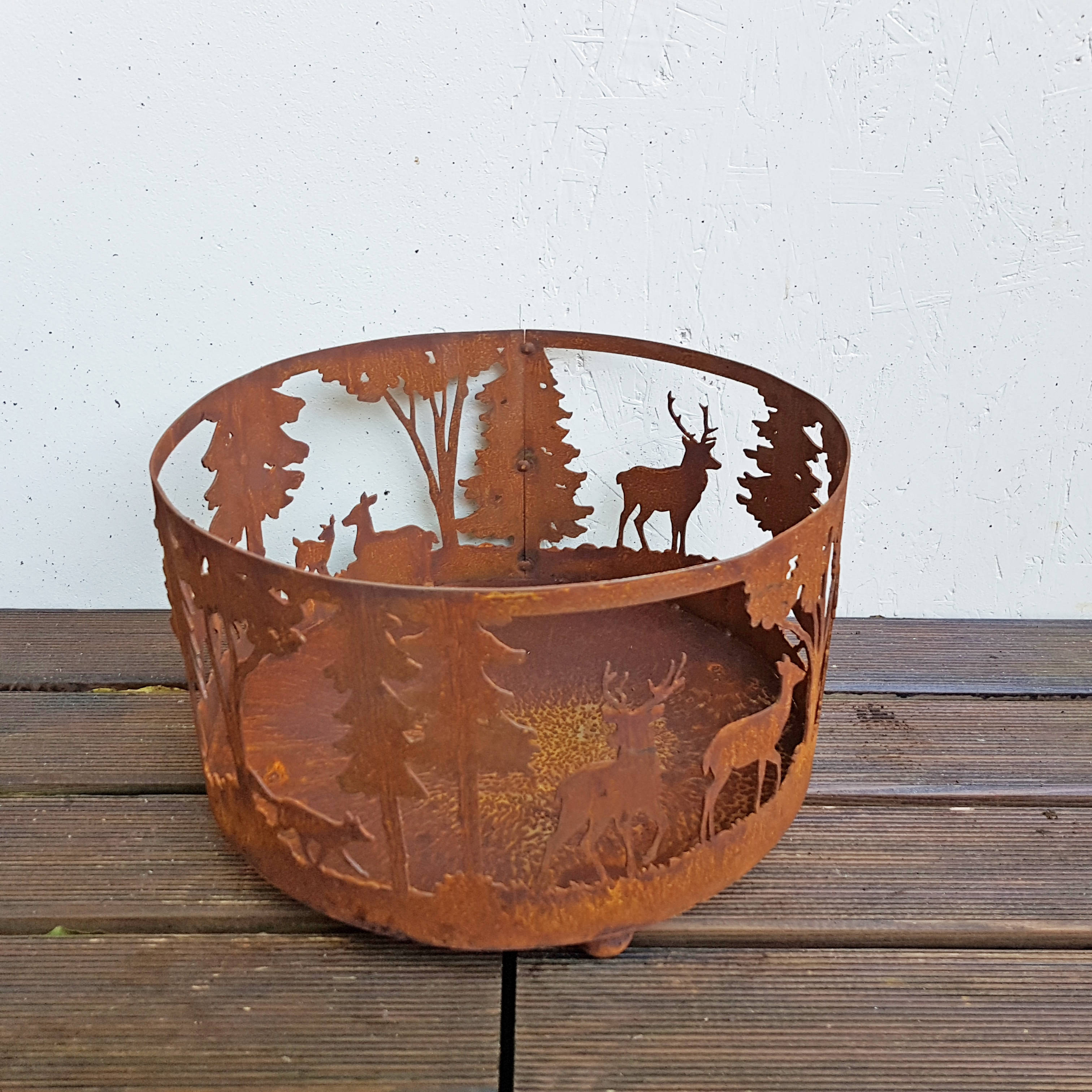 Photophore ''forêt'' en fer rouillé, Ø 33cm