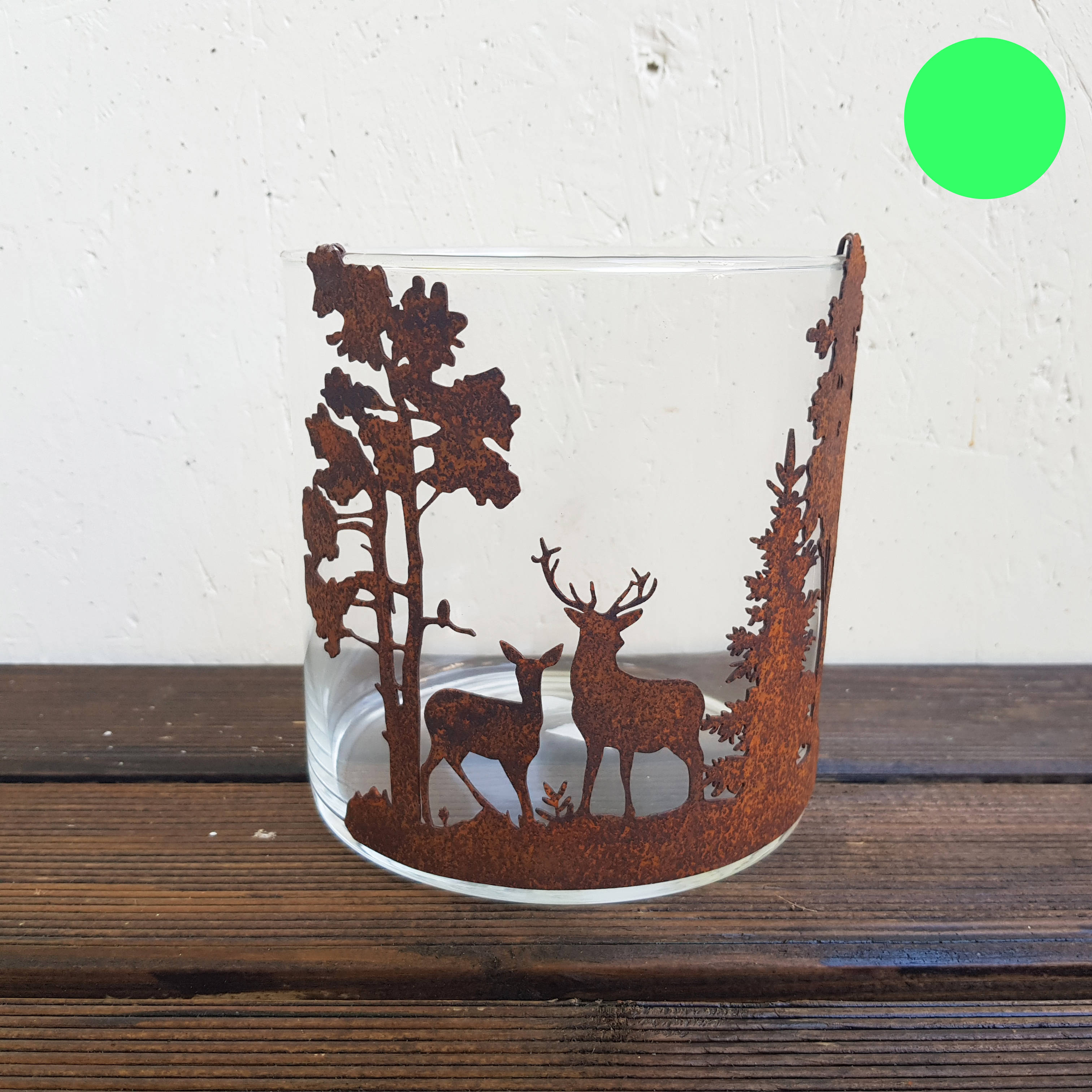 Photophore forêt en fer rouillé, 15x15cm